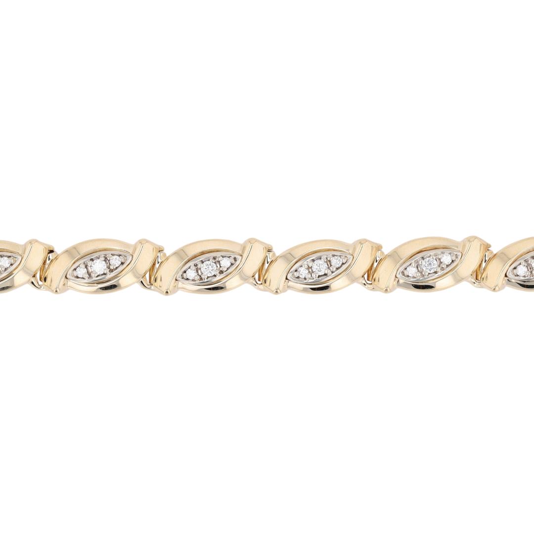 .70ctw Round Cut Diamond 7.75" Tennis Bracelet 14k Multi-Tone Gold 23. ...
