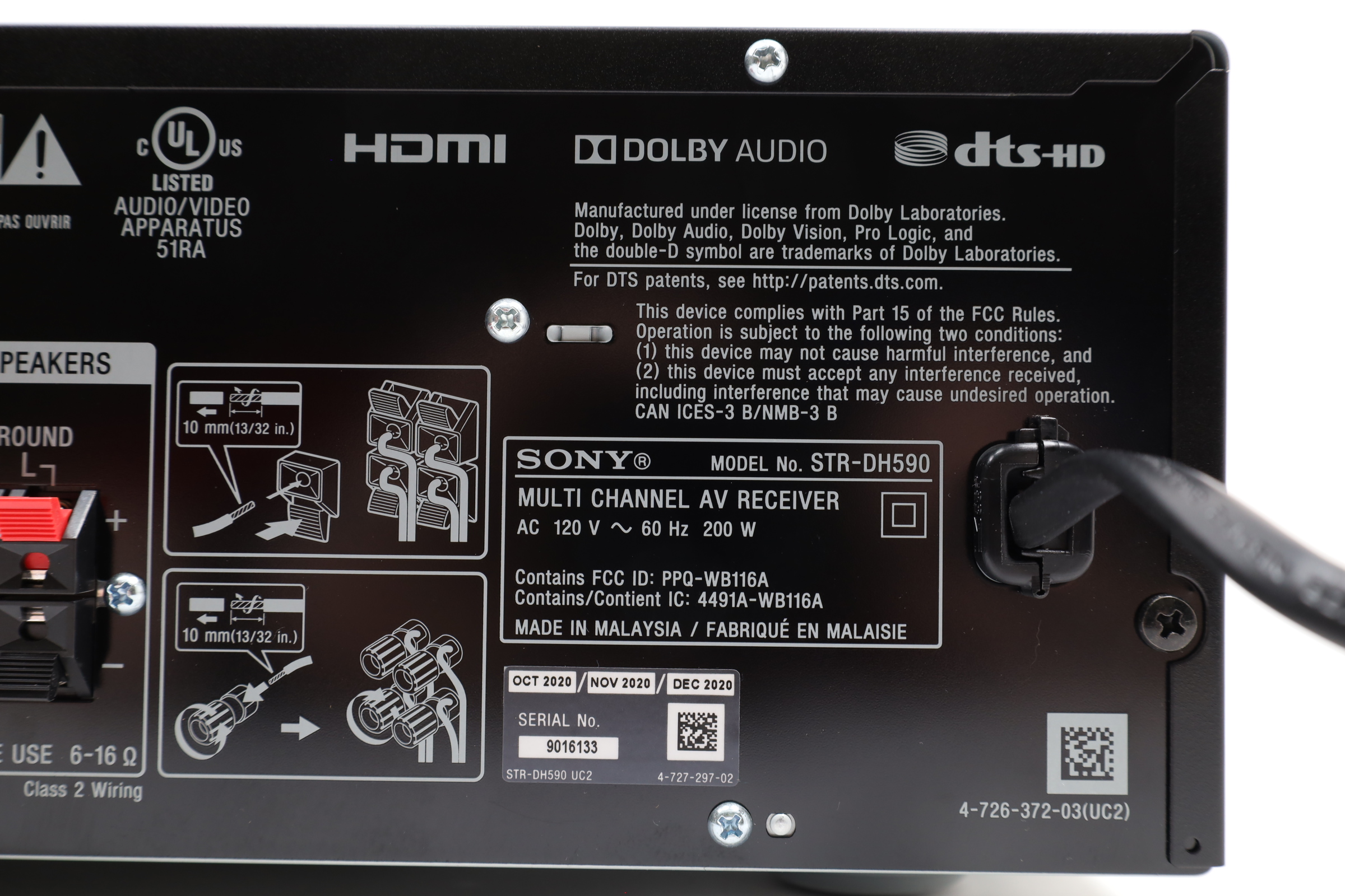 Sony STRDH590 5.2-Channel 725W 4K Ultra HD HDR Bluetooth Home Theater ...