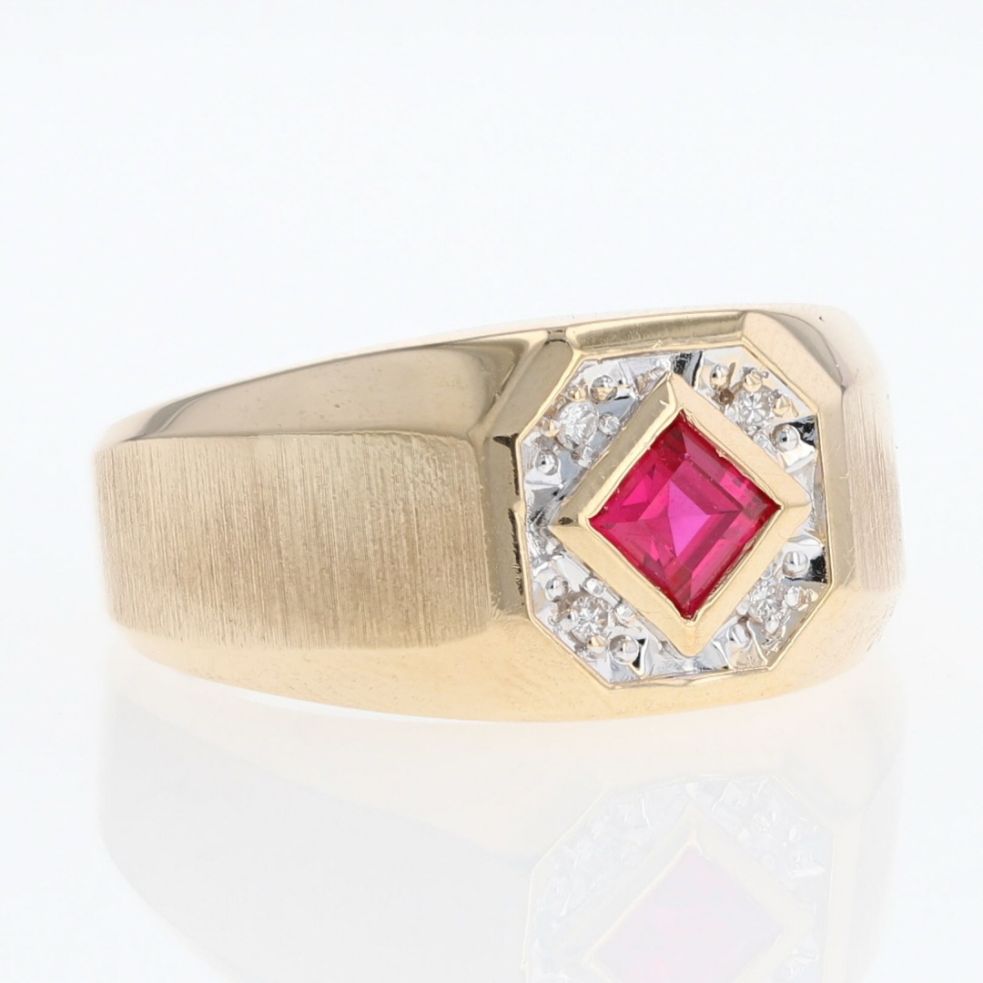 .42ctw Lab-Created Ruby and Diamond Statement Ring 10k Yellow Gold Size ...