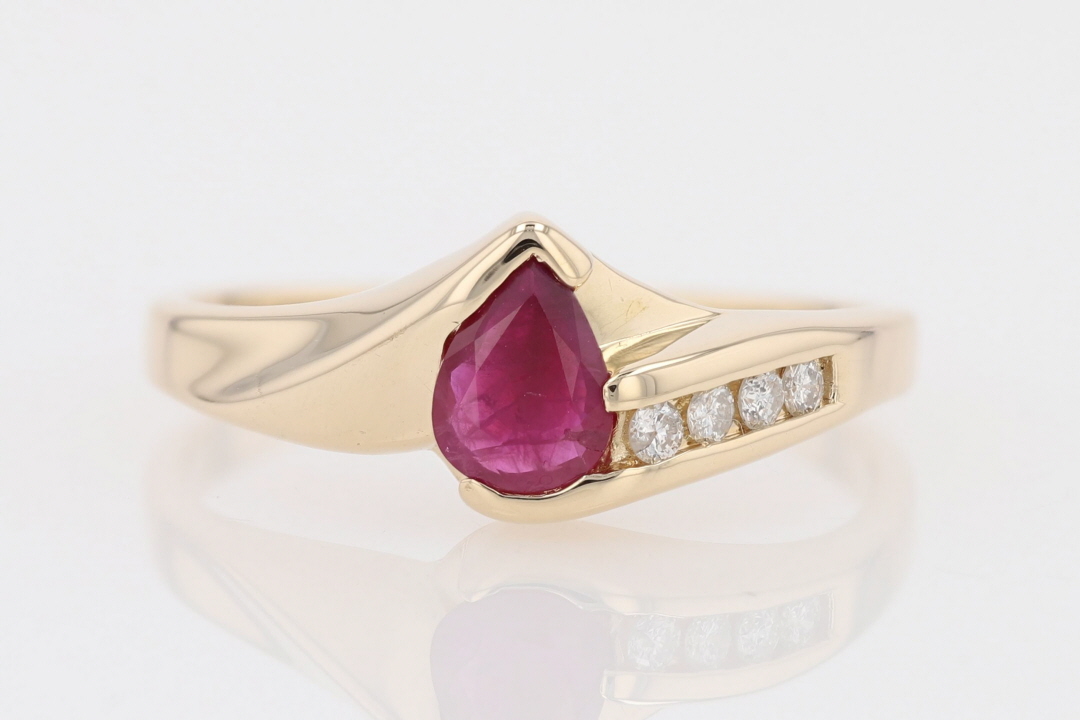 .62ctw Pear Ruby with Diamond Accents Statement Ring 14k Yellow Gold ...