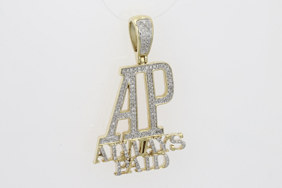 .28ctw Diamond "AP Always Paid" Pendant w/o Chain 10k Multi-Tone Gold 6 ...
