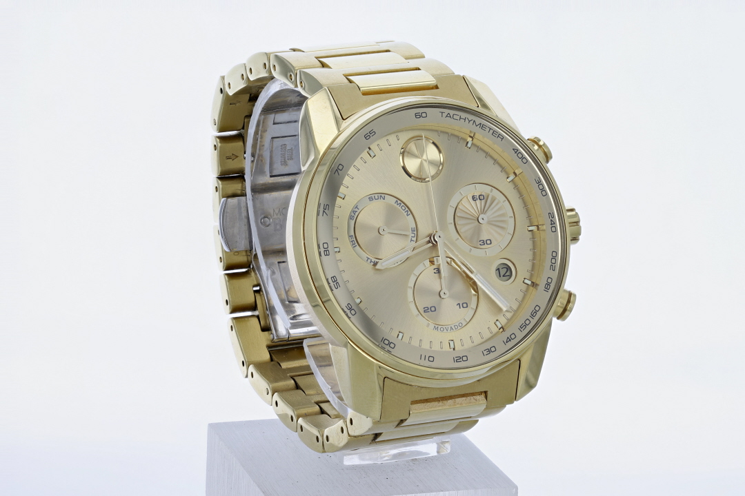 Movado Bold Verso Gold Dial 44mm Chronograph Stainless Steel Men's ...