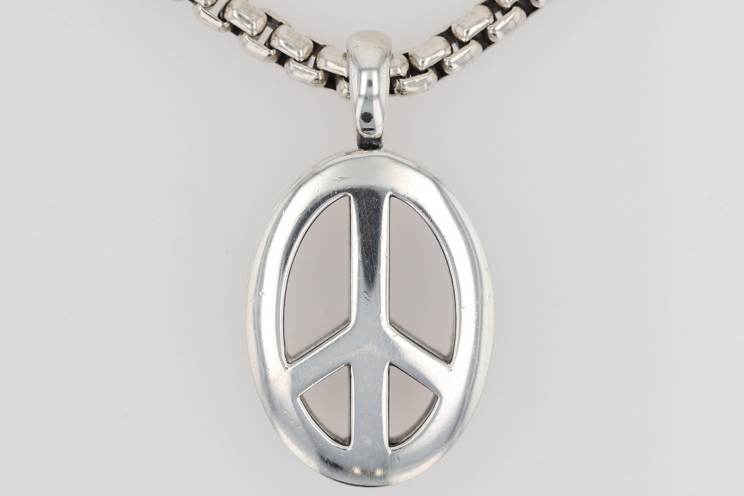 Lagos Peace Sign Symbol Pendant on Box Link Chain 24" Necklace Sterling ...