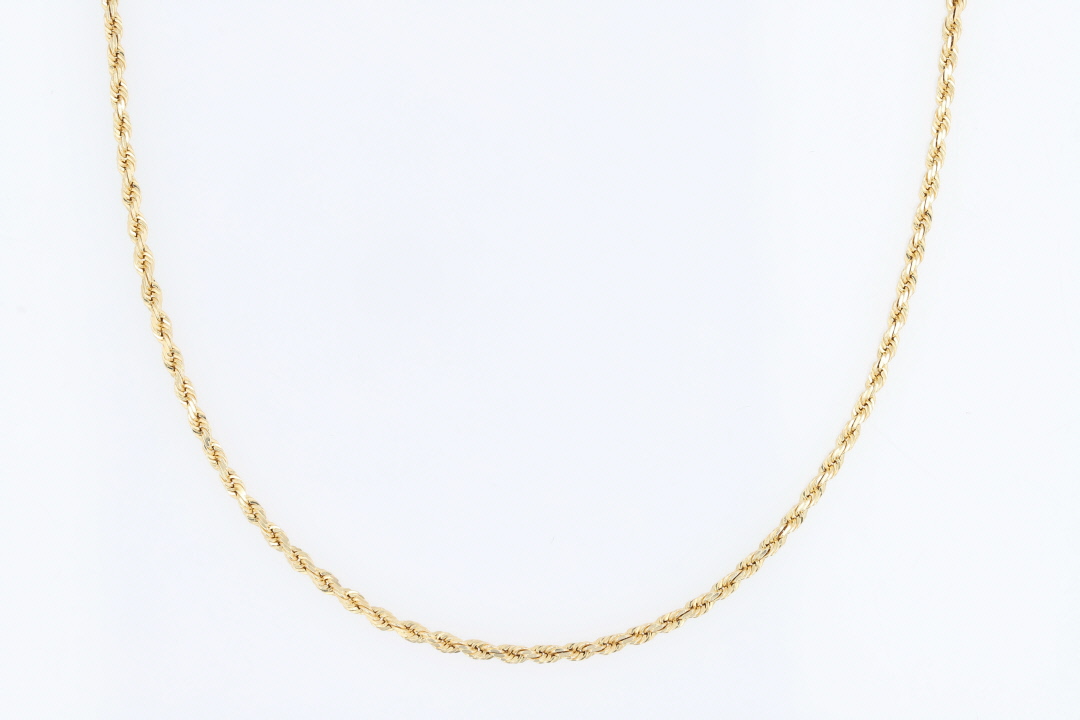 1.7mm Rope Link Chain 20.5 Necklace 14k Yellow Gold 7.15 Grams
