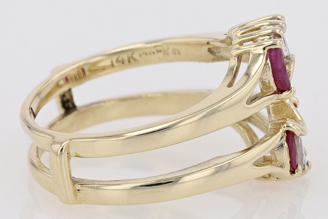 .34ctw Round Diamond & Ruby Enhancer Wedding Band Ring 14k Yellow Gold ...