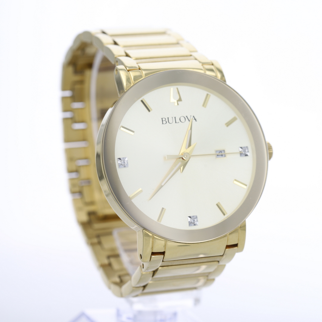 Bulova Futuro Modern Diamond Accent Gold Dial Stainless Steel Men's ...