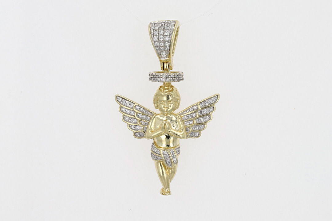 .40ctw Round Diamond Religious Angel Pendant without Chain 10k Multi ...