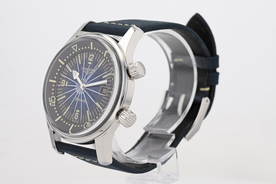 Longines Legend Diver Blue Dial 42mm Automatic Leather Strap Men's ...