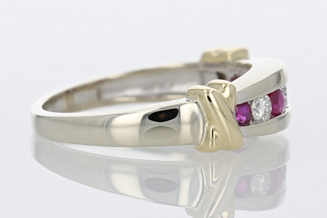 .52ctw Diamond and Ruby Channel-Set Wedding Band 14k Multi-Tone Gold ...