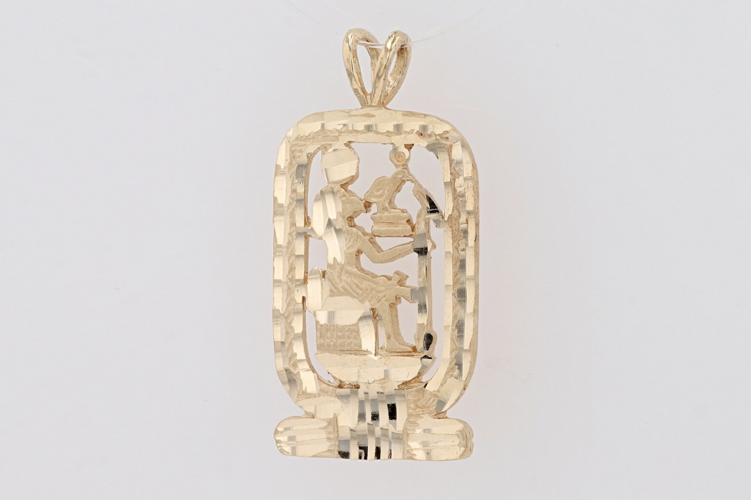 30mm Diamond Cut Sekhmet Egyptian Goddess Pendant without Chain 14k ...