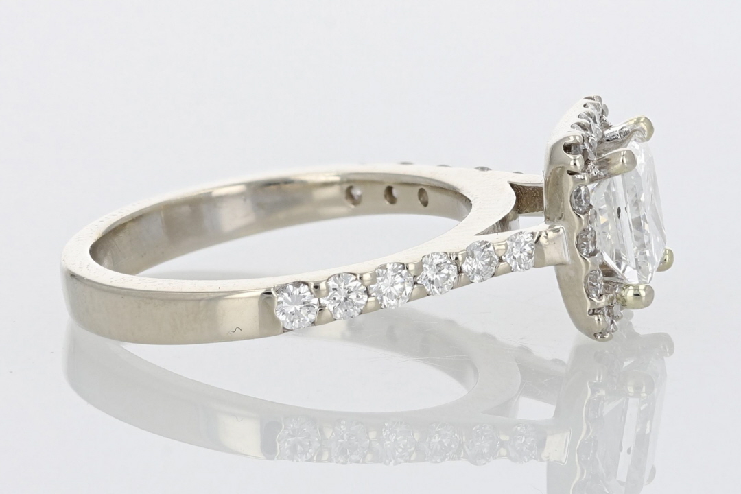 1.55ctw Princess Cut Diamond Halo Engagement Ring 14k White Gold Size 5.5