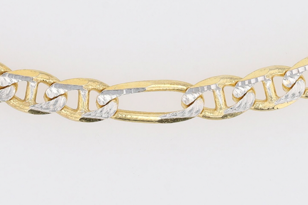 3mm Diamond Cut Figarucci Link Chain 20" Necklace 14k Multi-Tone Gold 7 ...