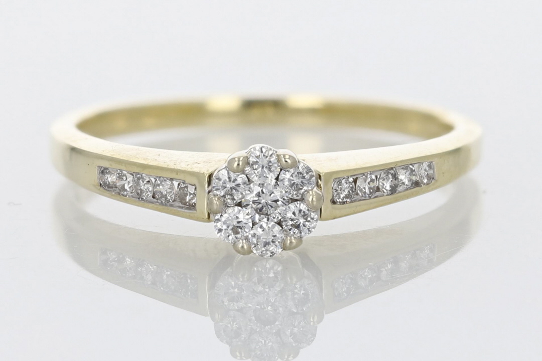 .41ctw Round Cut Diamond Cluster Engagement Ring 14k Yellow Gold Size 9.5