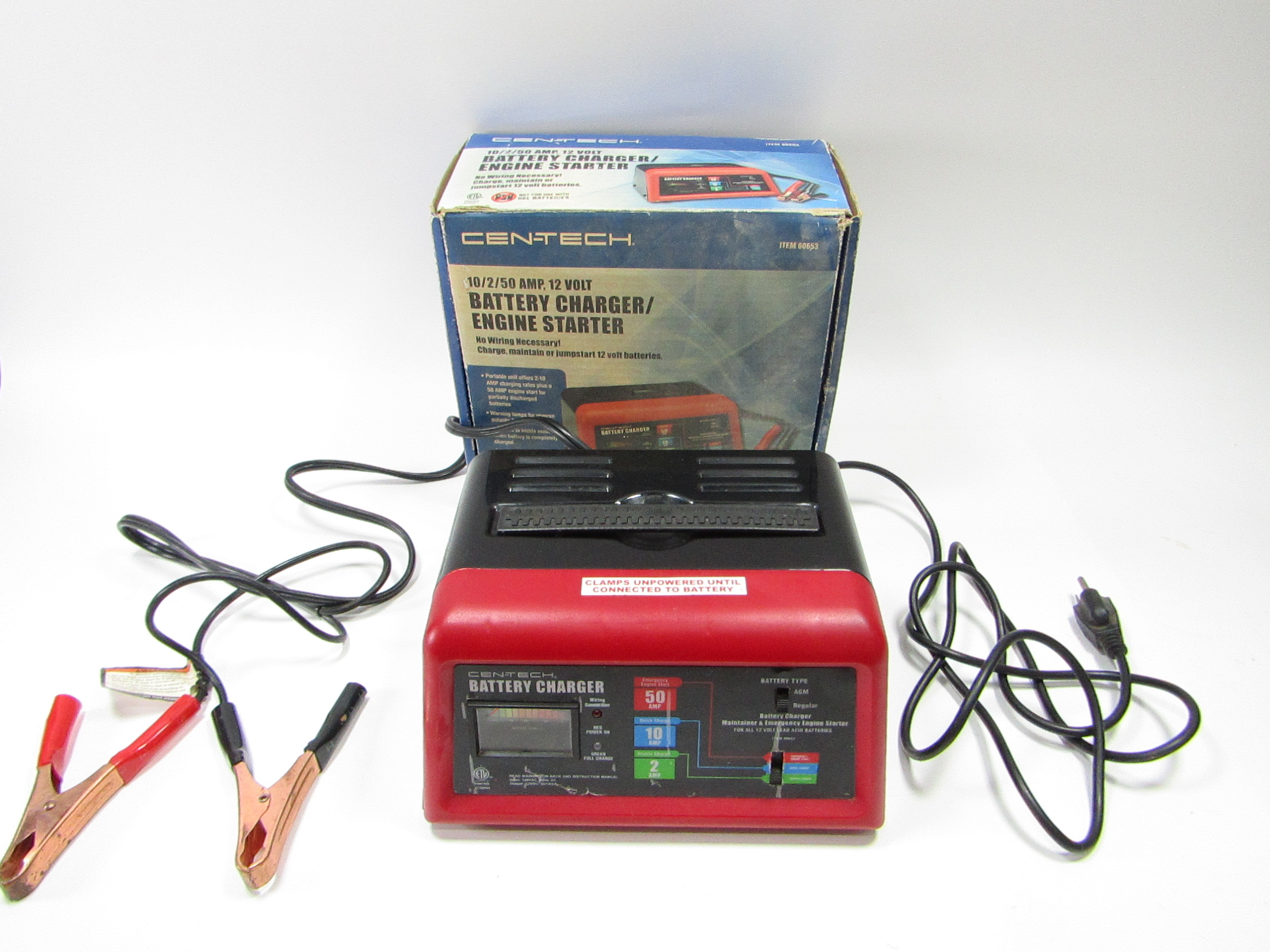 Cen Tech 10 2 50 Amp 12 Volt Battery Charger Engine Starter 60653