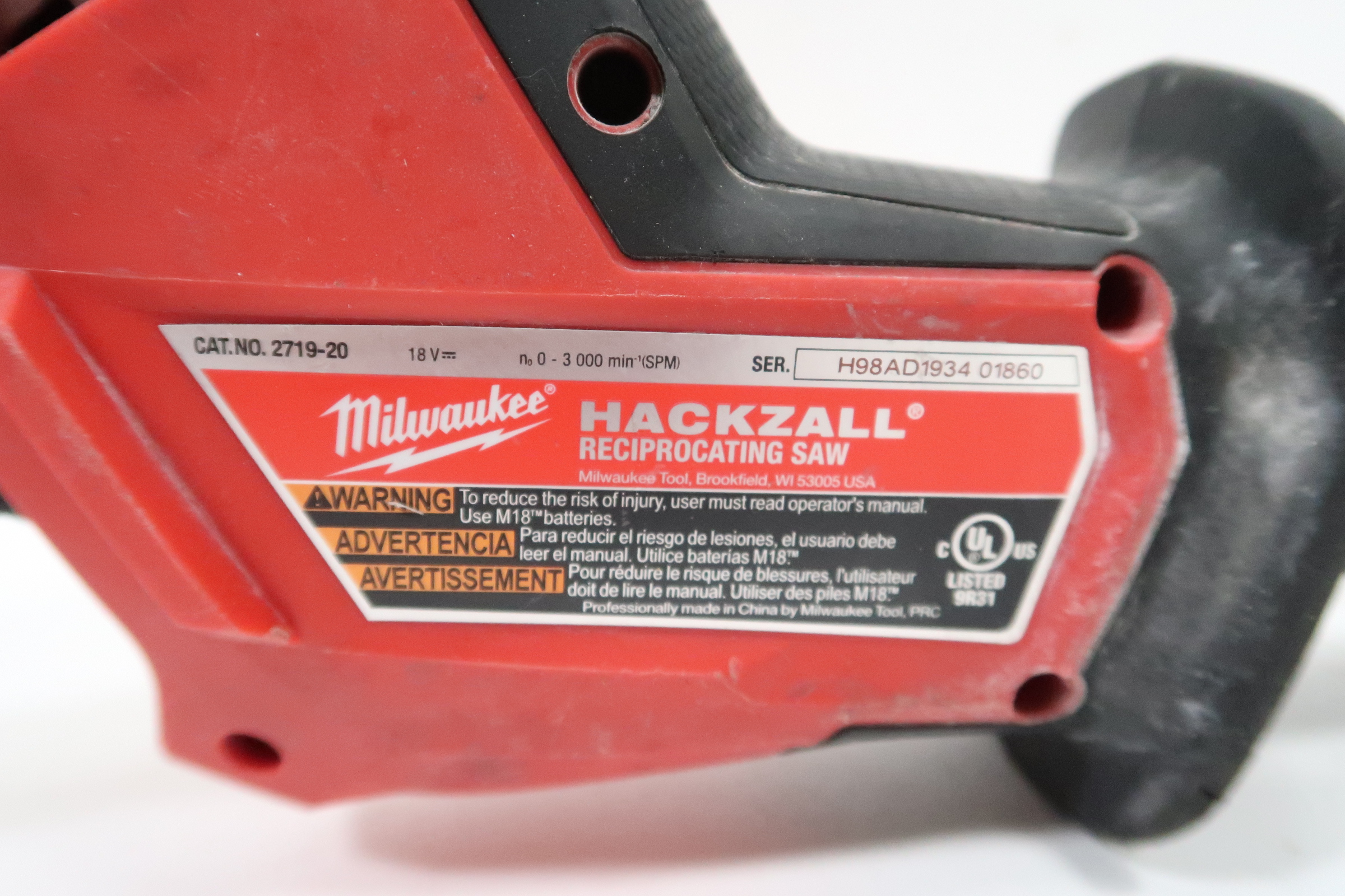 Milwaukee 2719-20 18V Li-Ion Brushless Cordless HACKZALL Reciprocating Saw