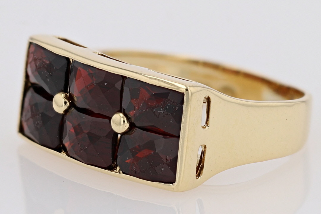 Fancy Rectangular Cut Garnet Statement Ring 18k Yellow Gold 5.65 Grams ...
