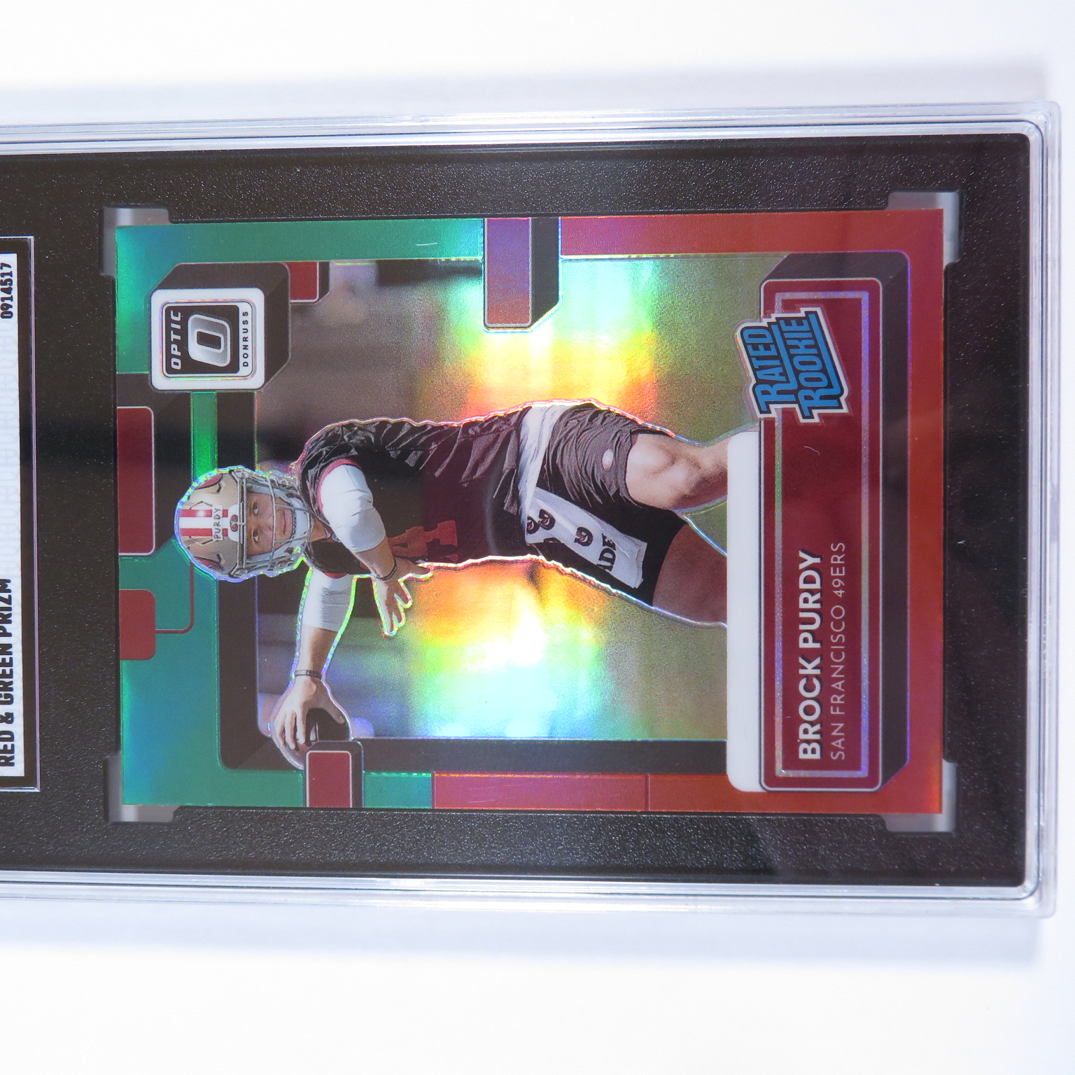 Brock Purdy P-374 2022 Donruss Optic Preview Red & Green Prizm SGC 8.5 Card