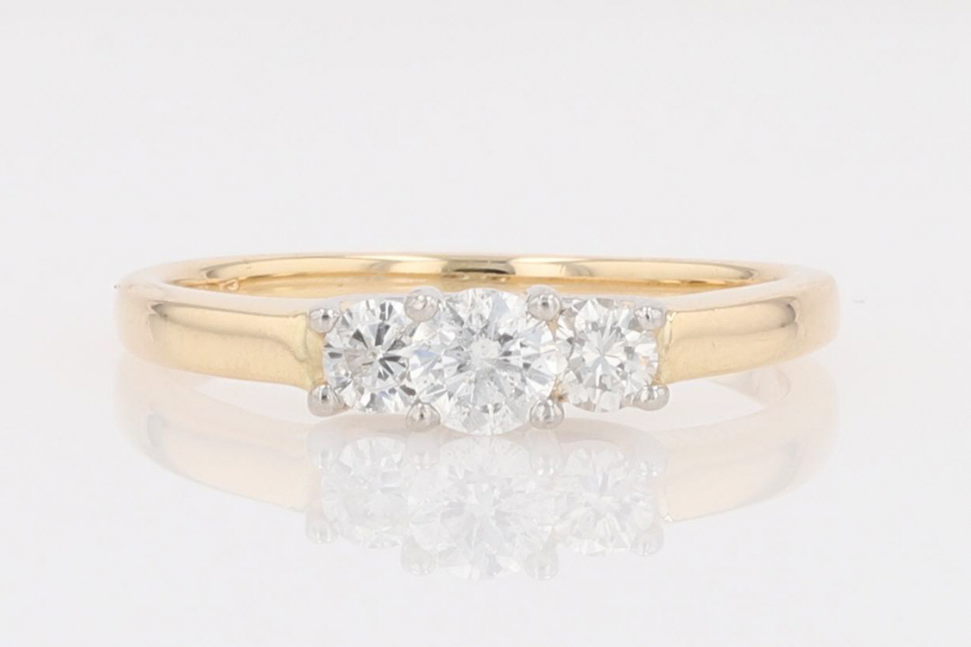 .44ctw Diamond Three-Stone Engagement Ring 14k Yellow Gold and Platinum ...