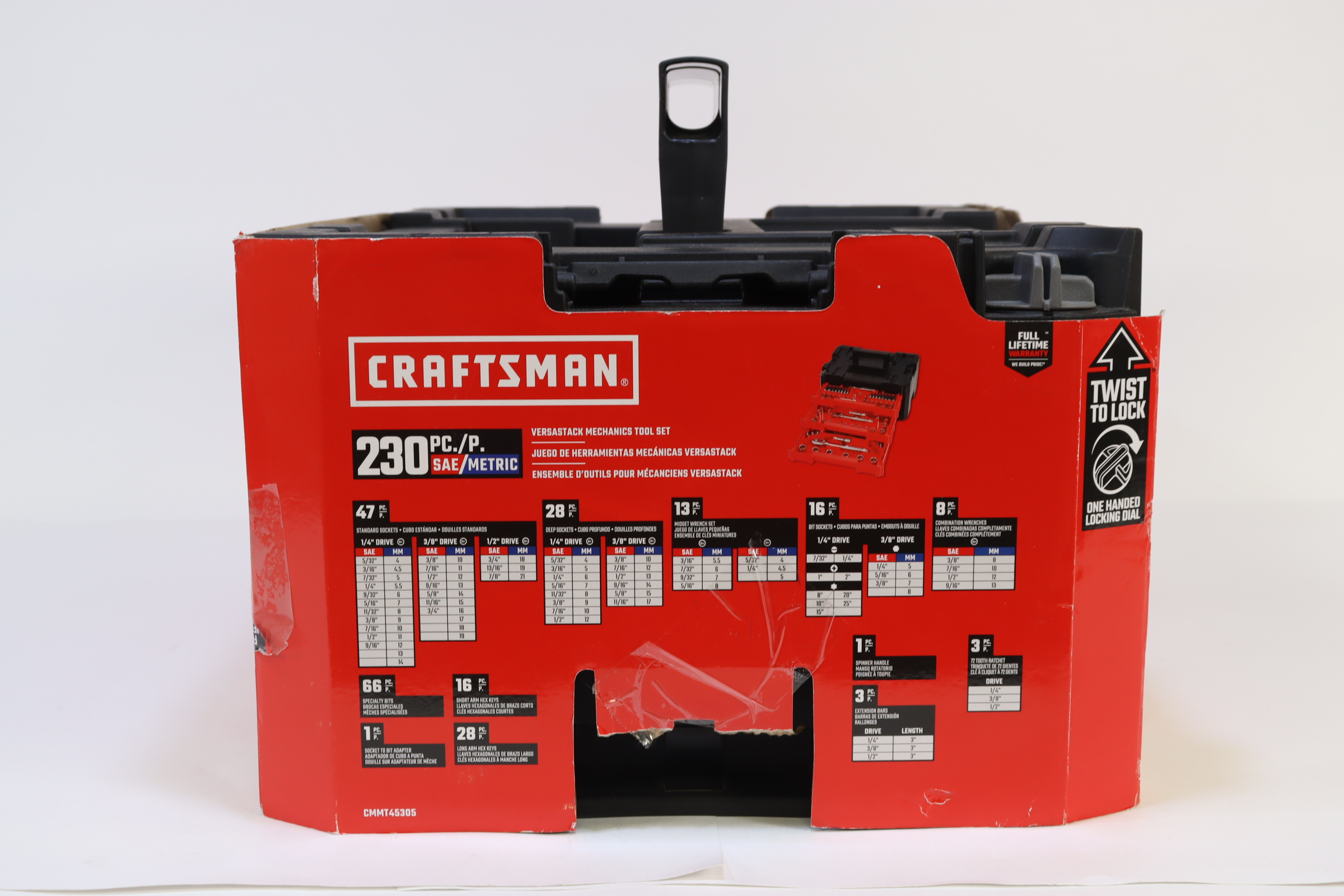 Craftsman CMMT45305 230 pcs Metric Polished Chrome Mechanics Tool Set ...