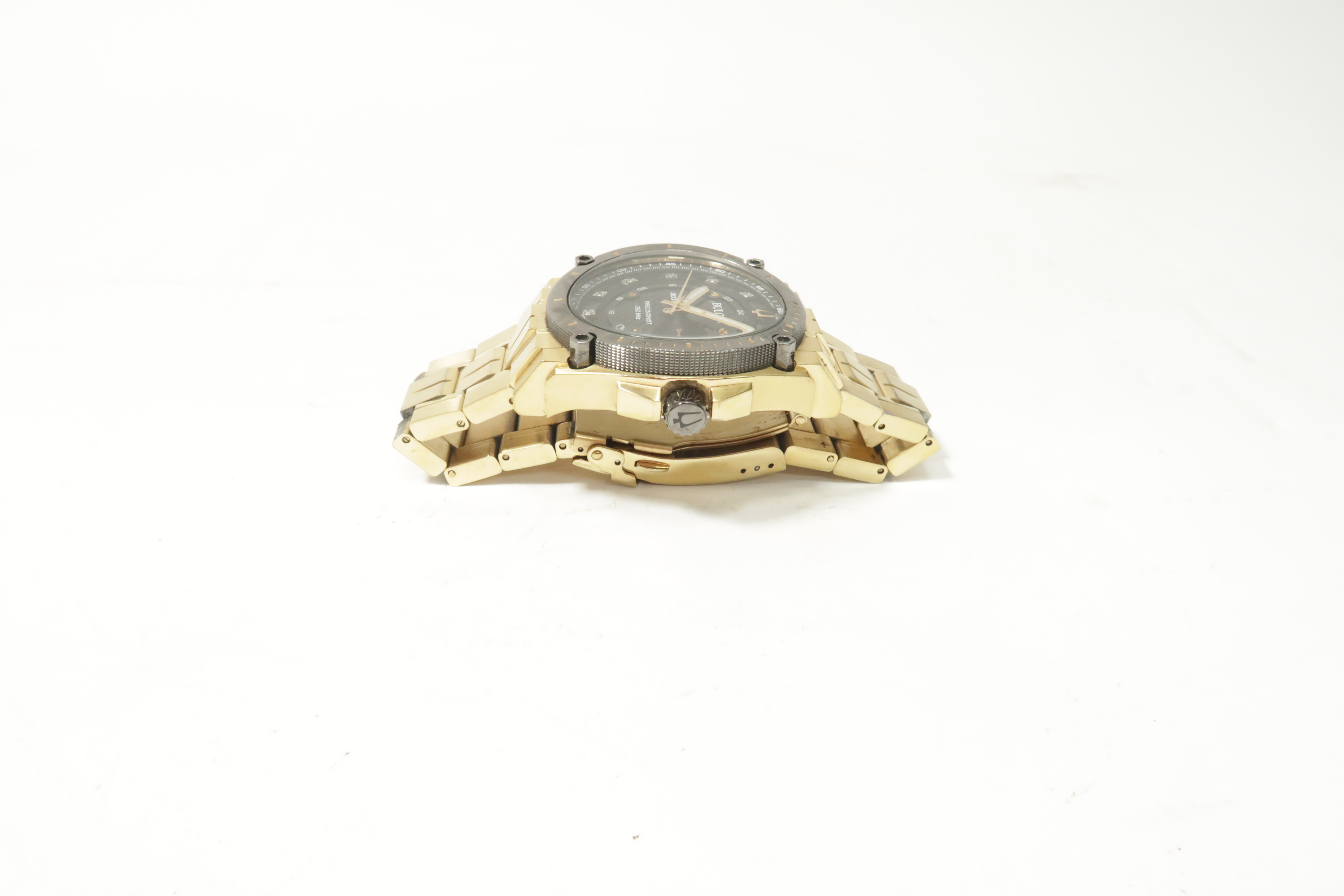 Bulova Men's Precisionist Diamond Gold-Tone Stainless Steel Watch 98D156