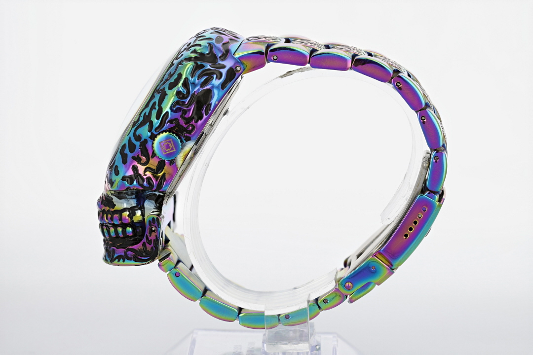 Invicta Artist Skull Black Dial Iridescent Automatic Stainless Steel ...