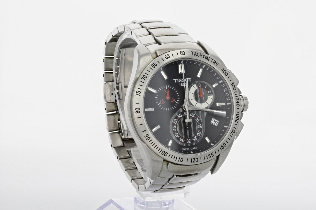 Tissot Veloci-T 42mm Black Dial Chronograph Stainless Steel Men's ...