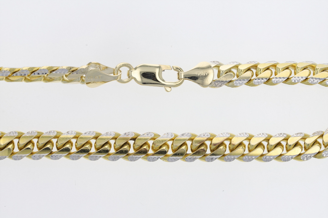 7mm Diamond Cut Cuban Link Chain 8.5" Bracelet 10k Multi-Tone Gold 23. ...