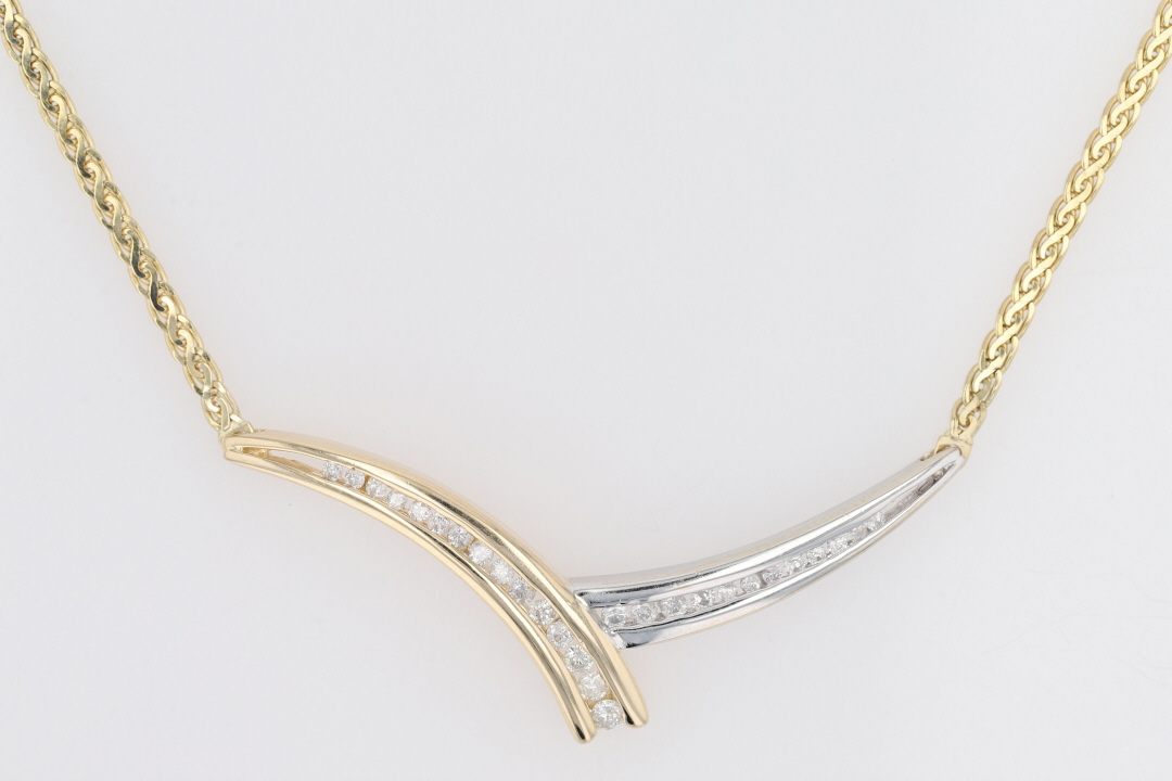 .66ctw Diamond Channel-Set 17.5" Statement Necklace 10k Multi-Tone Gold ...