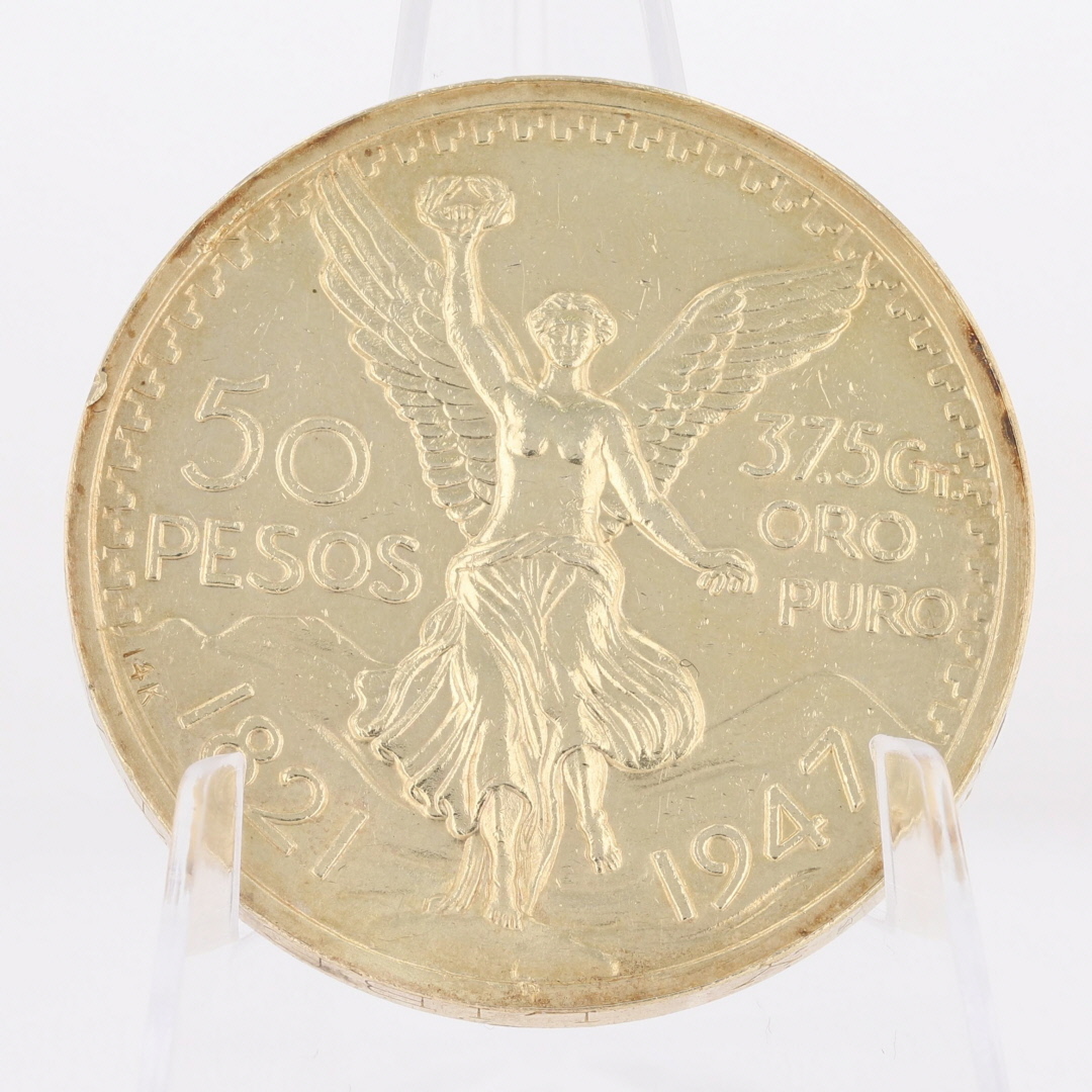1947 Mexico Centenario 50 Gold Pesos Copy Coin 14k Yellow Gold 29.39 Grams