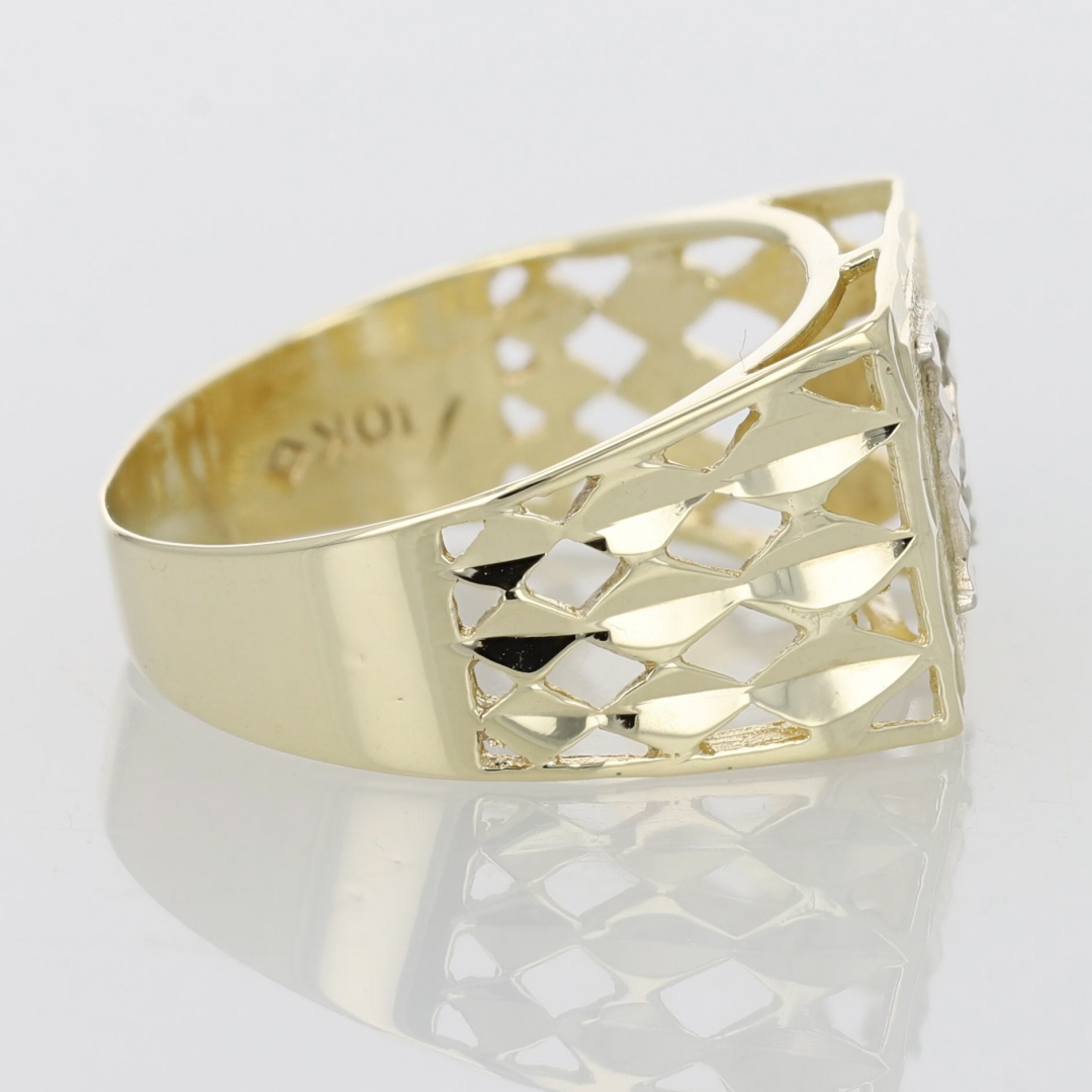 12mm Diamond-Cut Initial "R" Signet Ring 10k Yellow Gold 2.79 Grams ...