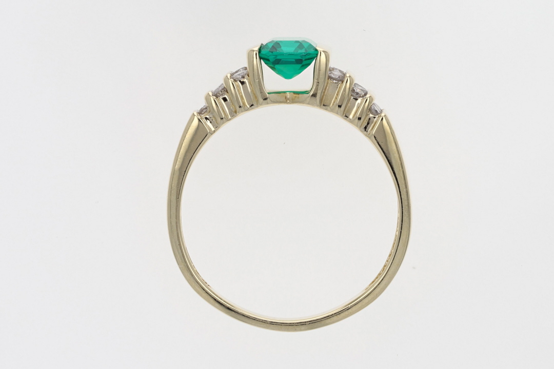 .95ctw Lab-Created Emerald with Diamond Accents Ring 14k Yellow Gold Size 7