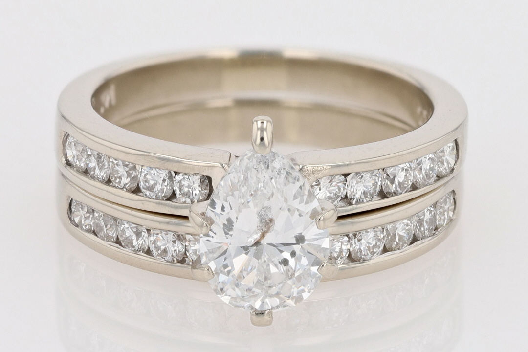 2.66ctw Diamond Solitaire with Accents Wedding Set Rings 14k White Gold ...