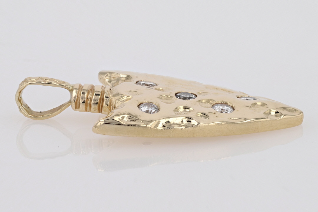 .78ctw Round Cut Diamond Bezel Set Arrowhead Pendant w/o Chain 14k ...