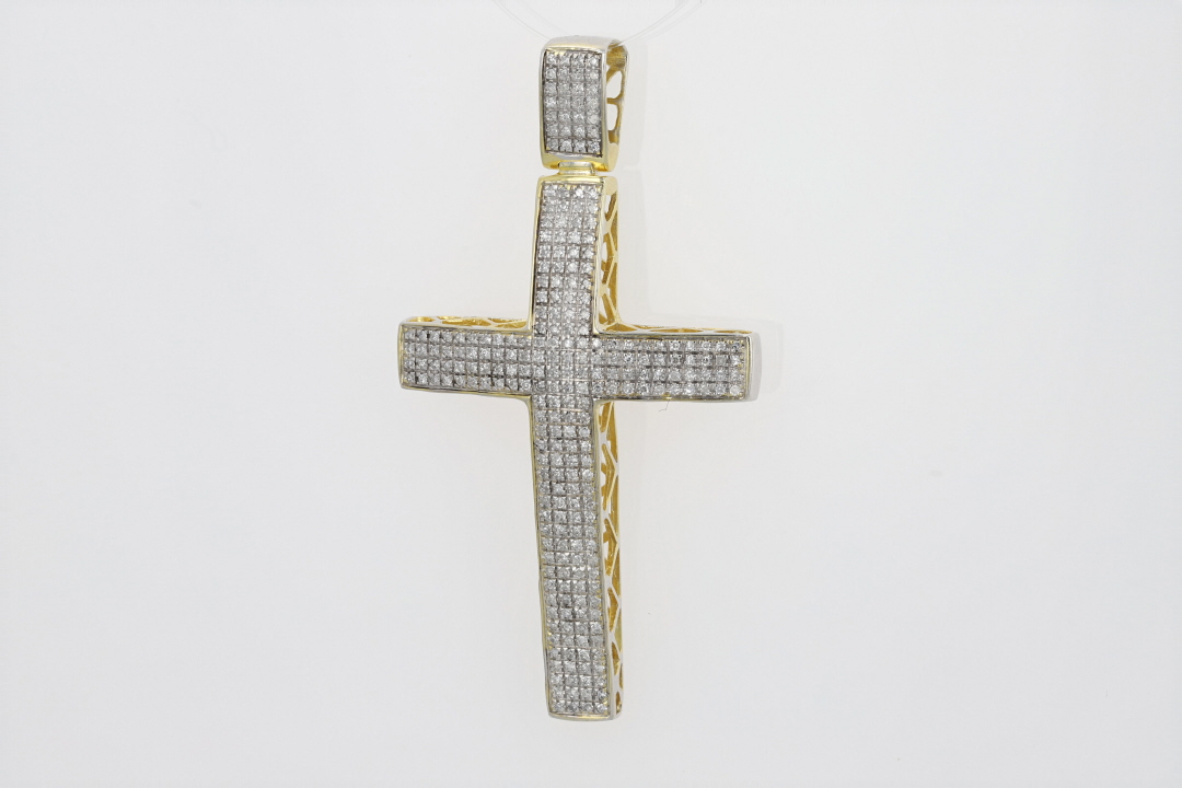 .48ctw Round Diamond Pavé Set Cross Pendant without Chain 10k Multi ...