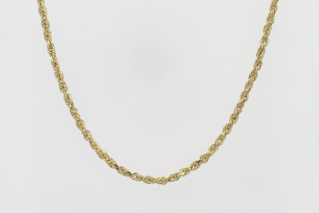1.9mm Rope Link Chain 24" Necklace 14k Yellow Gold 8.55 Grams