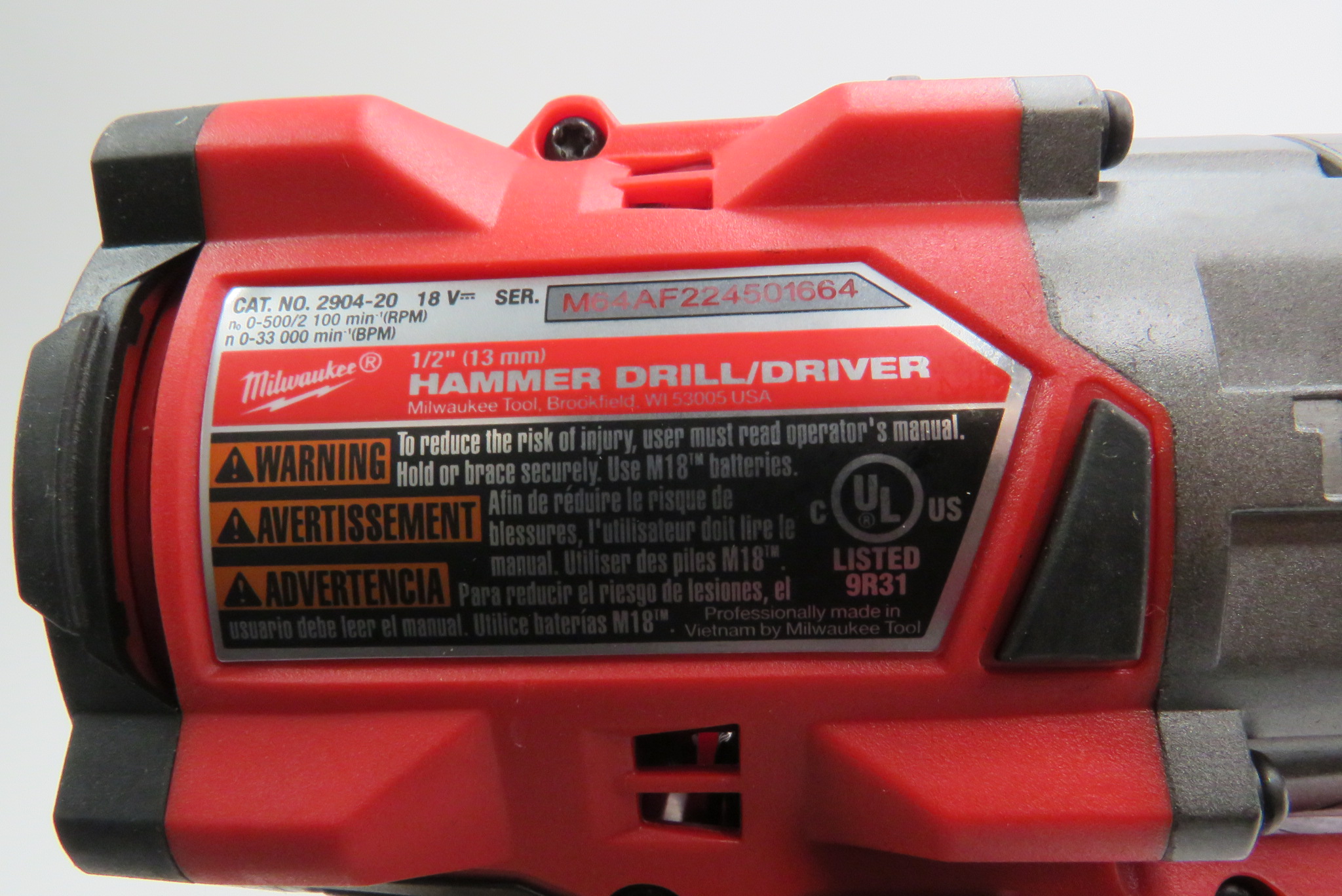 Milwaukee 2904-20 M18 FUEL Li-Ion Brushless Cordless 1/2" Hammer Drill ...