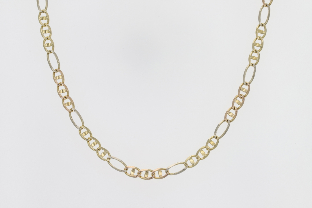 2.9mm Figarucci Link Chain 23" Necklace 14k Multi-Tone Gold 5.44 Grams