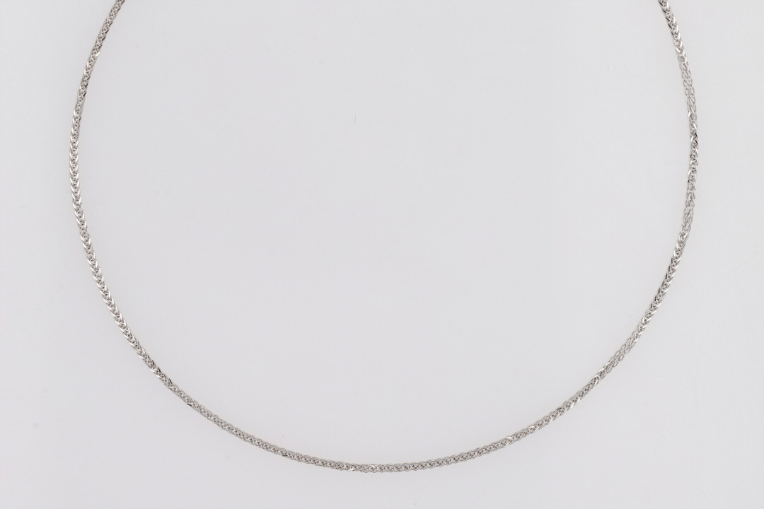 .8mm Foxtail Link Chain 15.75" Necklace 18k White Gold Italy 1.94 Grams