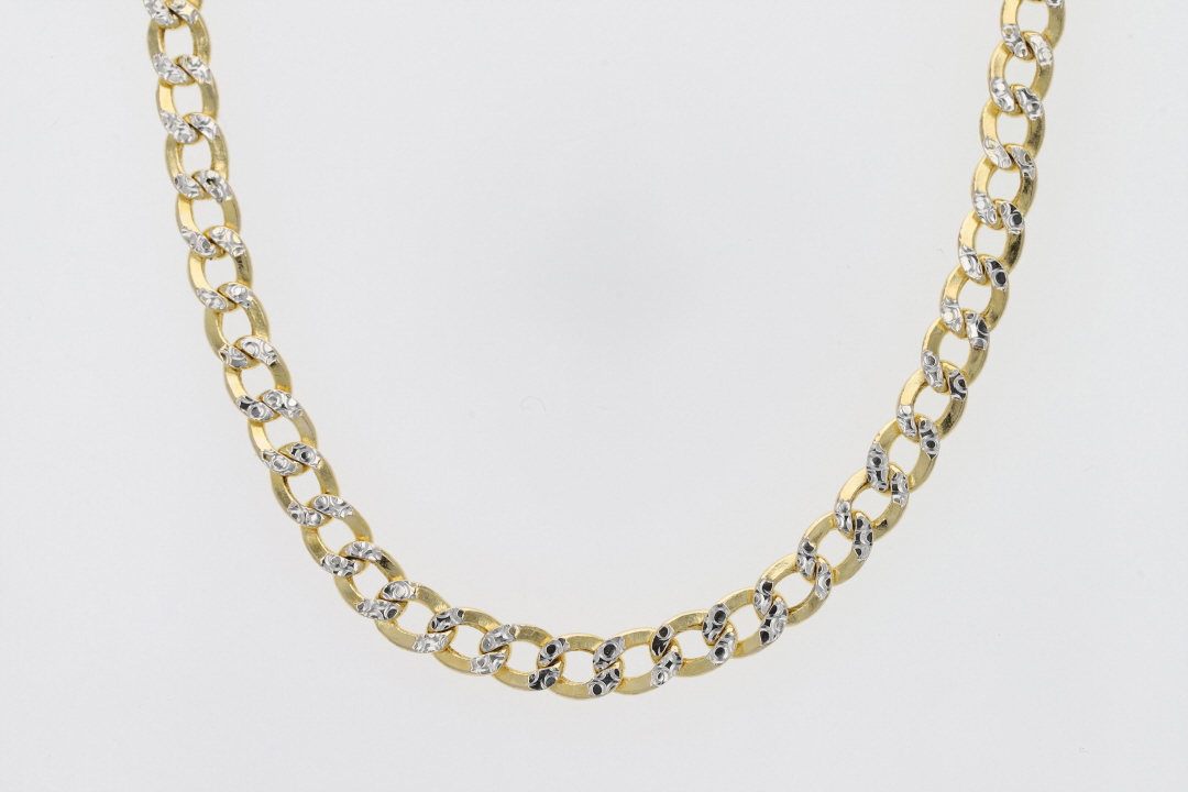 4.3mm Diamond-Cut Curb Link Chain 23.75" Necklace 14k Multi-Tone Gold 9 ...