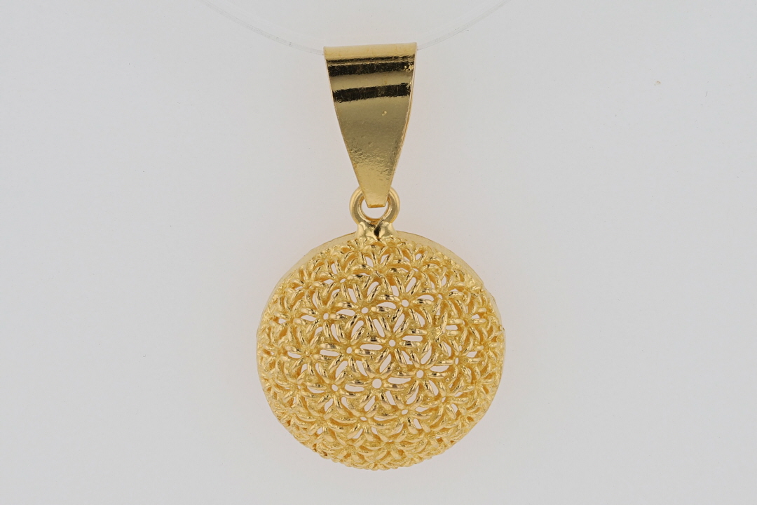 Diamond Cut Dome Statement Pendant without Chain 21k Yellow Gold 4.96 Grams