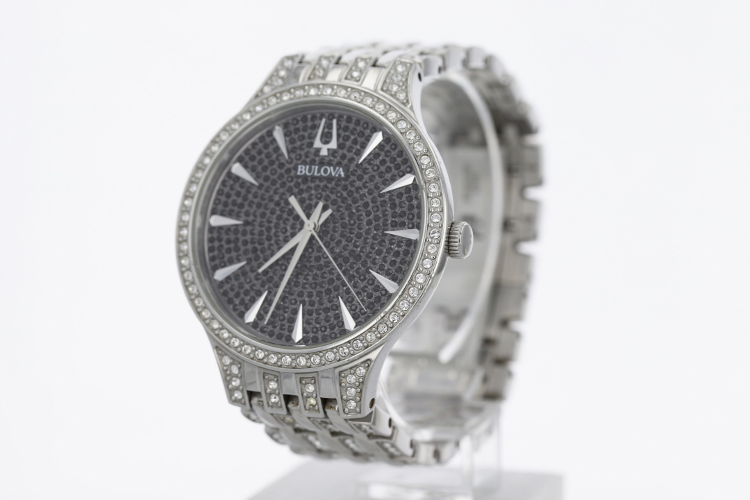 Bulova Phantom Black Pavé Crystal Dial Quartz Stainless Steel Men's ...