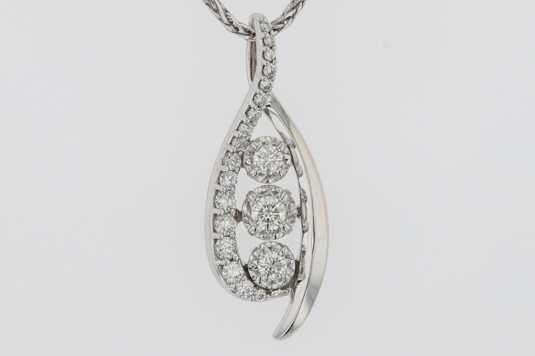 .50ctw Round Diamond Prong Set Pendant on 22" Necklace 14k White Gold 8 ...