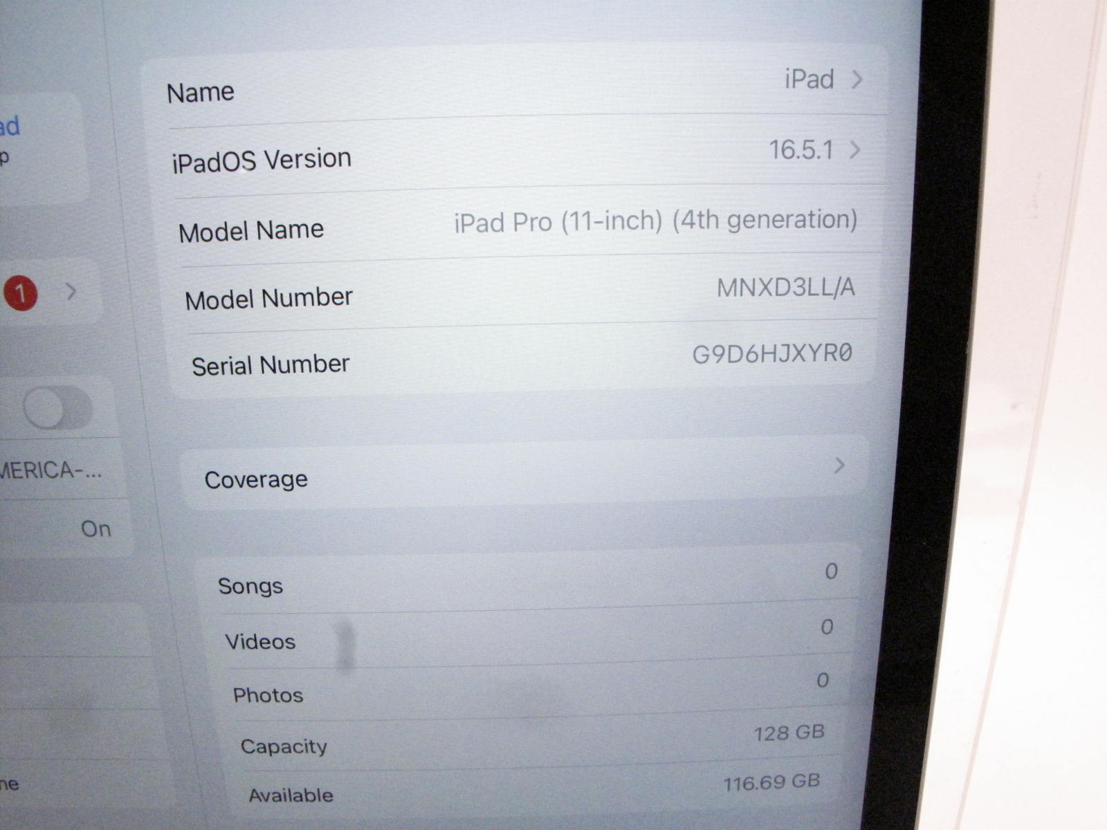 Apple iPad Pro MNXD3LL/A A2759 Gen 4 128GB 11" Display Wifi Only Space Gray