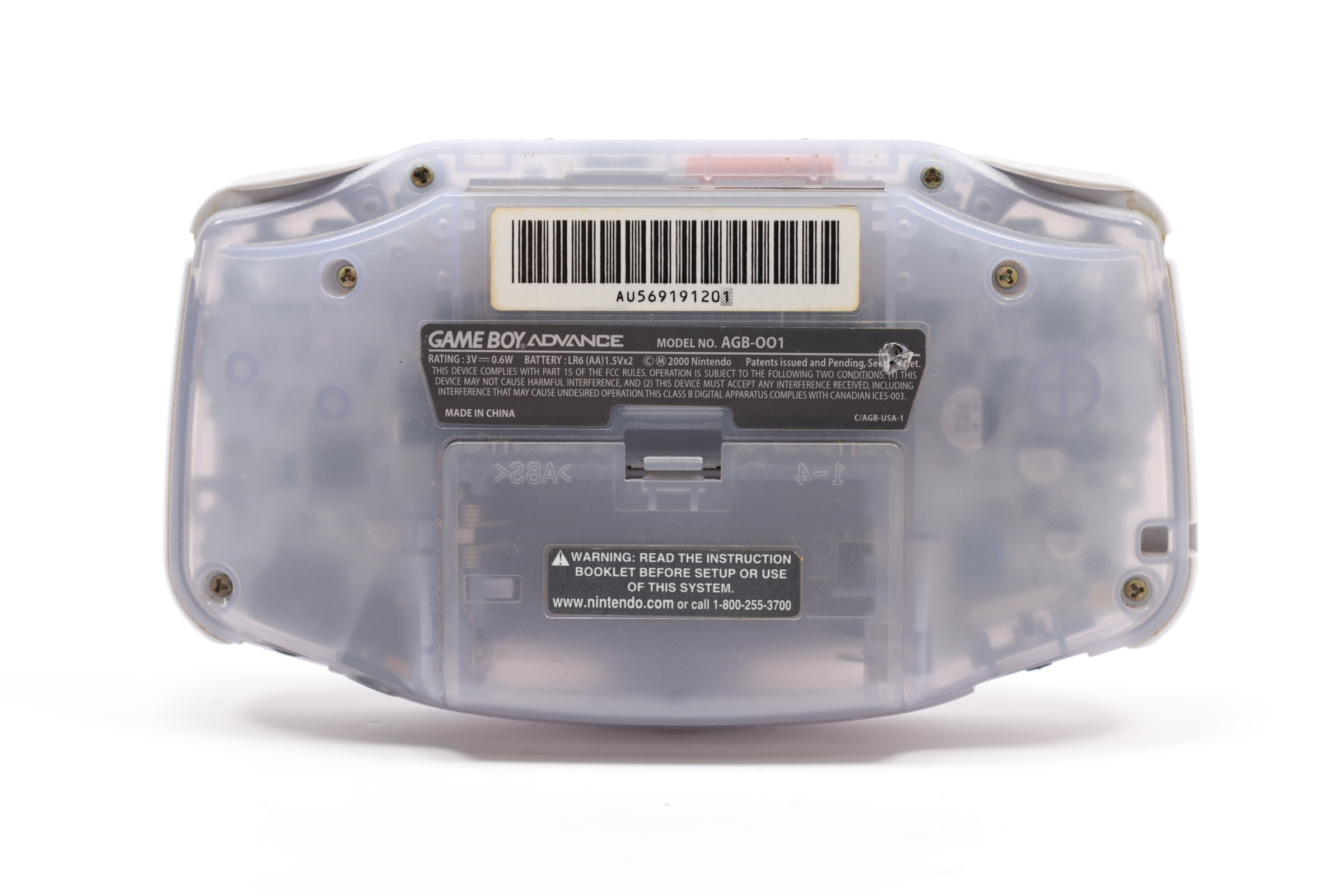 Nintendo Game Boy Advance AGB-001 Portable Game System - Glacier