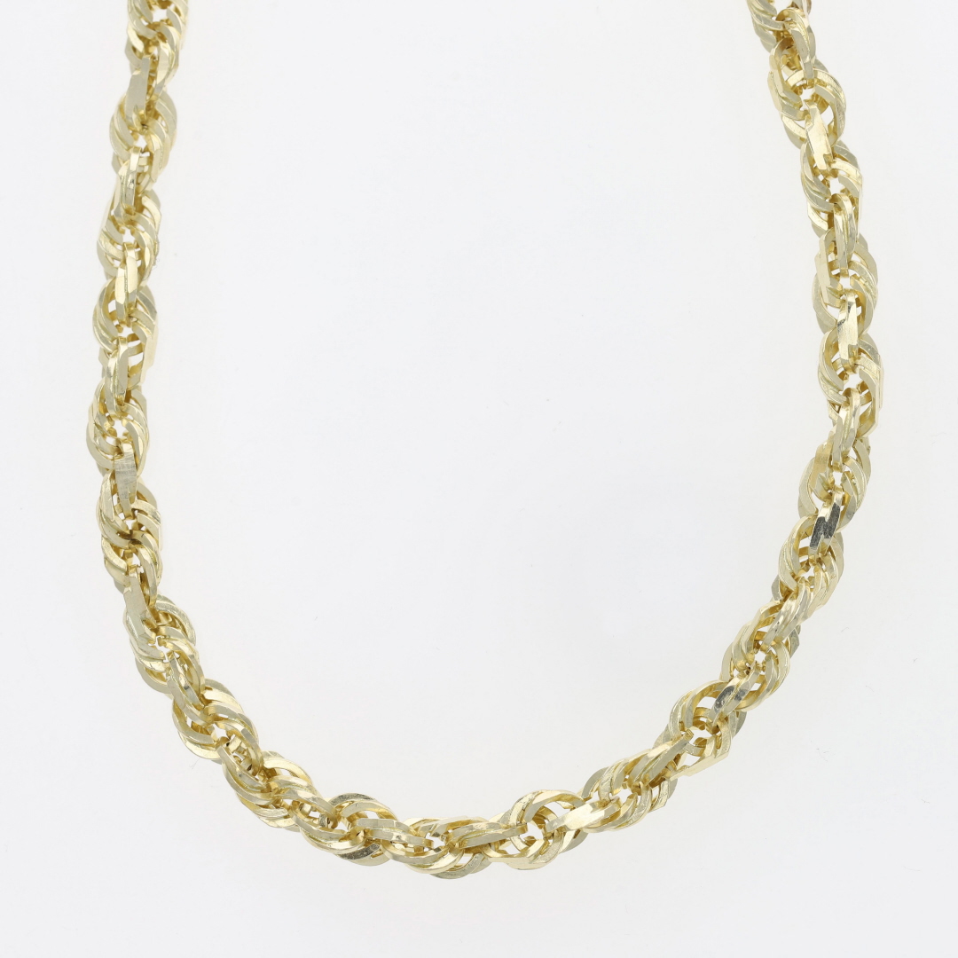 4.9mm Rope Link Chain 24" Necklace 10k Yellow Gold 35.60 Grams