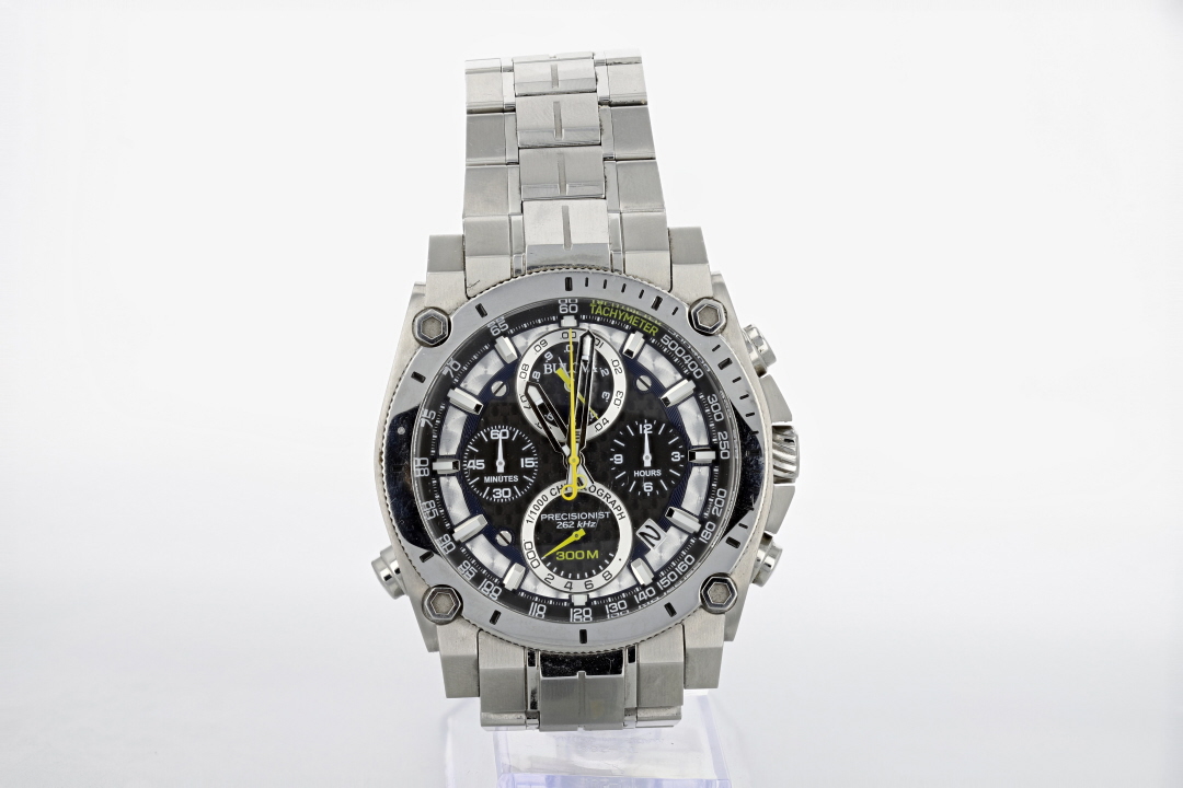 Bulova Icon Precisionist 46mm Black Dial Chronograph Stainless Steel ...