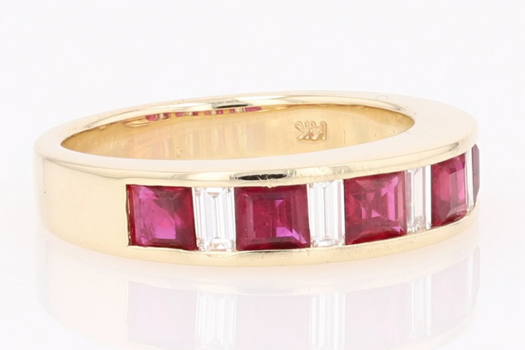 2.00ctw Ruby and Diamond Channel-Set Wedding Band Ring 14k Yellow Gold ...