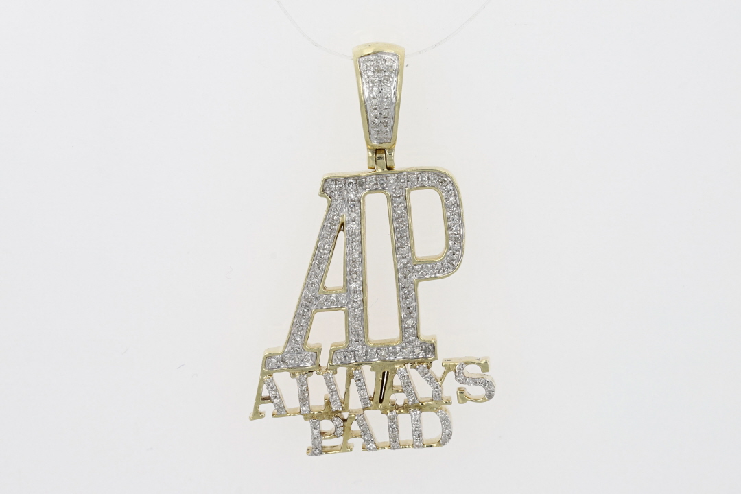.28ctw Diamond "AP Always Paid" Pendant w/o Chain 10k Multi-Tone Gold 6 ...