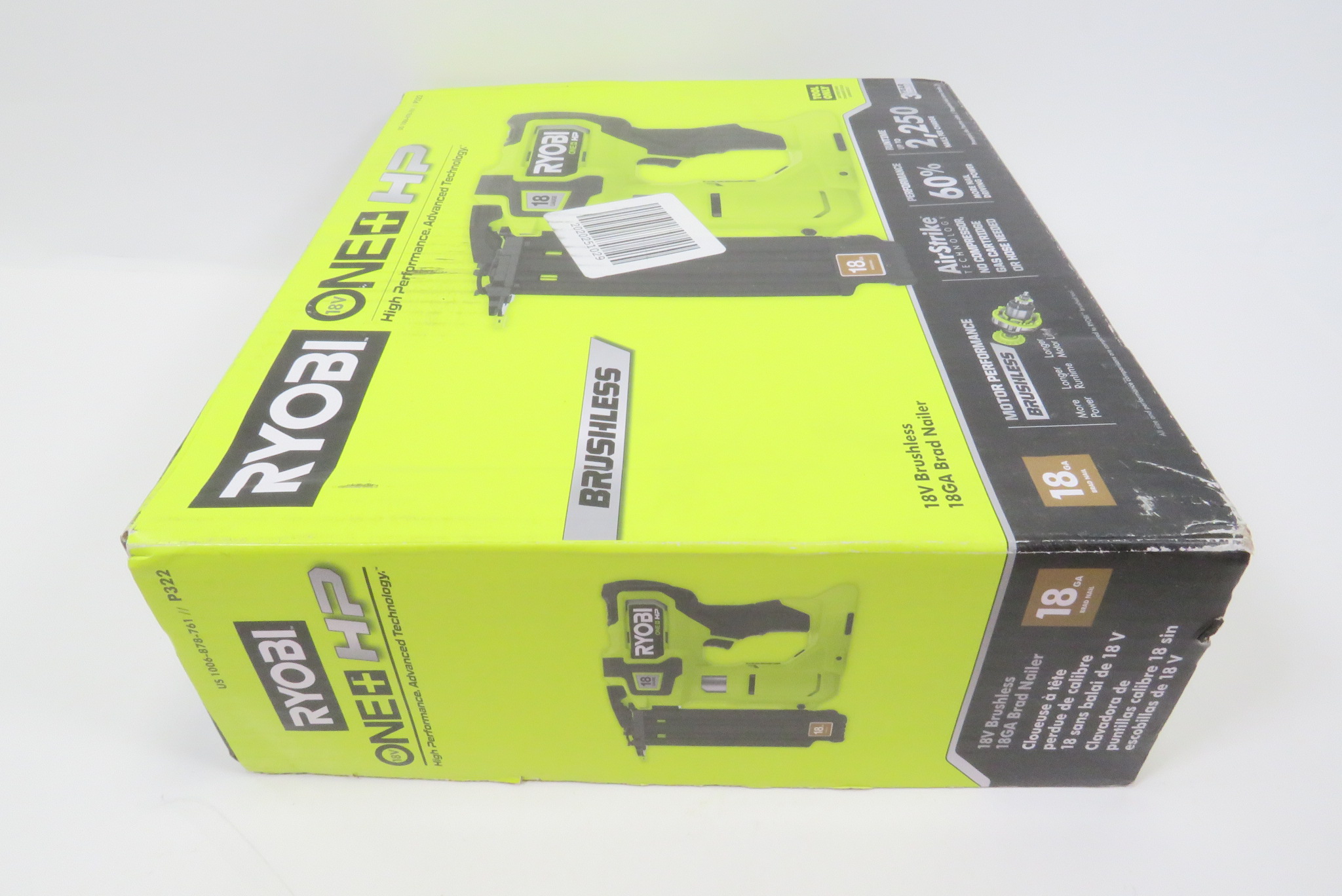 Ryobi P322 ONE+ HP 18V 18-Gauge Brushless Cordless AirStrike Brad Nailer