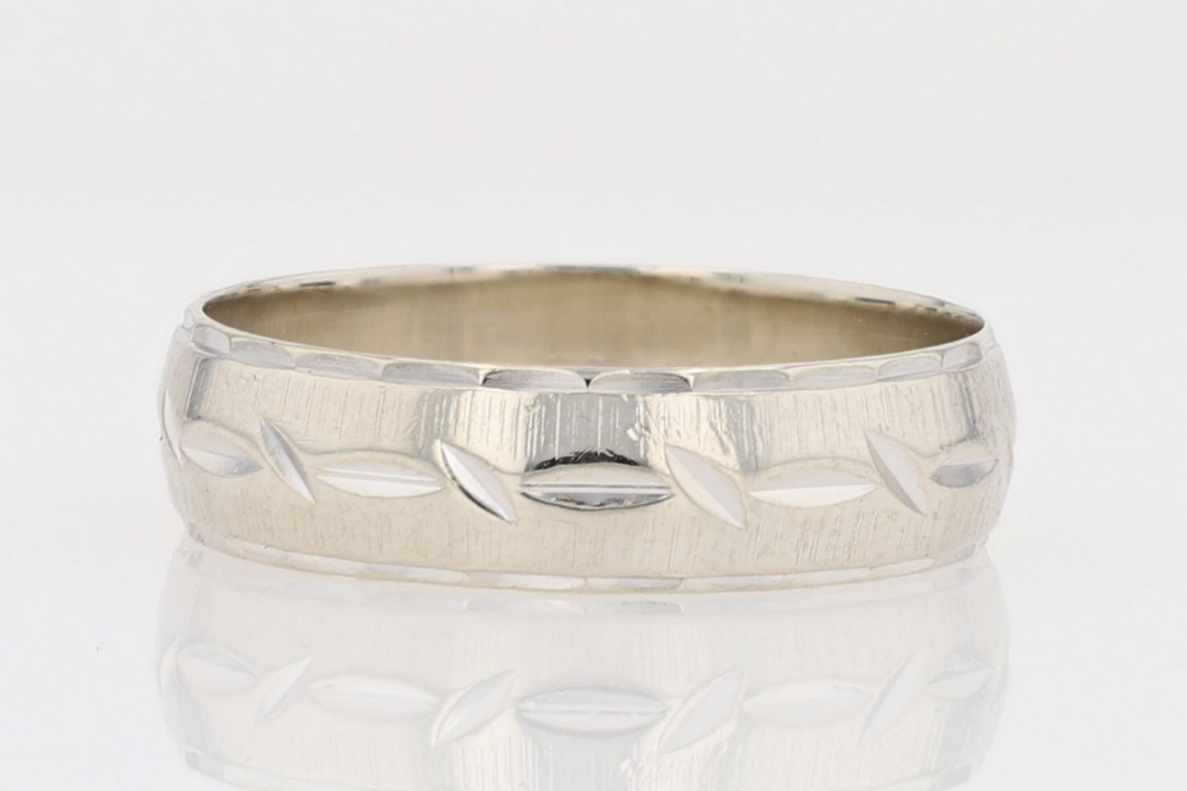 5.8mm Diamond Cut Textured Wedding Band Ring 14k White Gold 4.04 Grams ...